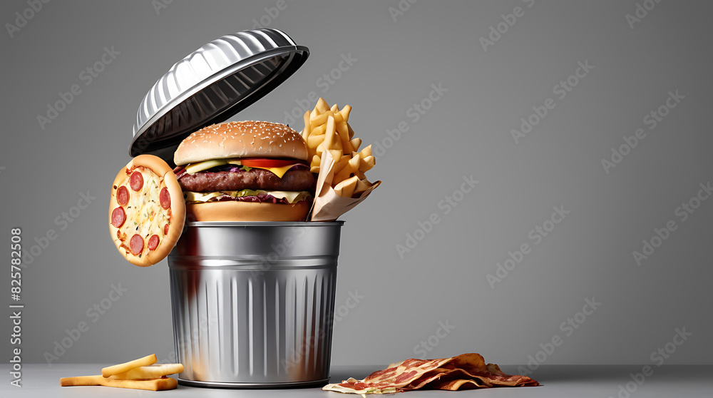 fast food like burger, pizza, and other unhealthy fast food inside a ...