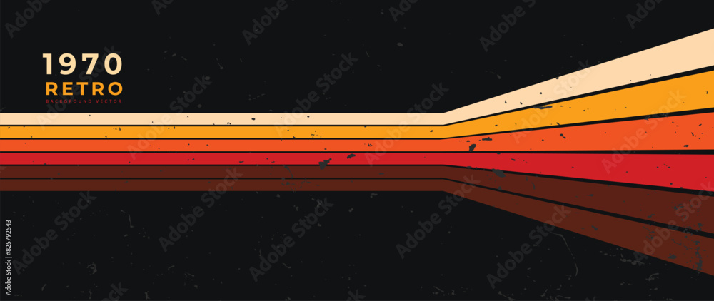 Abstract retro 70s background vector. Colorful vintage 1970 grunge ...