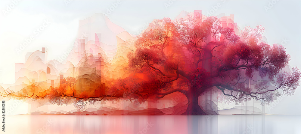 A sophisticated tree diagram illustrating hierarchical structures, with ...