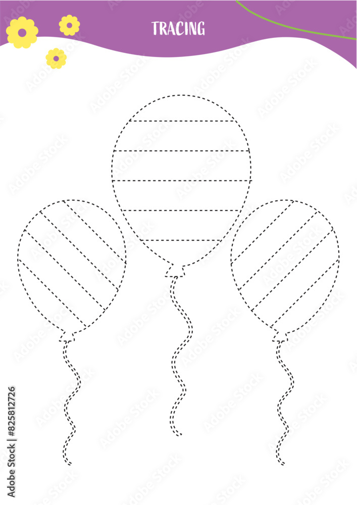Balloon Trace and color | Basic Tracing for kids. Preschool tracing ...