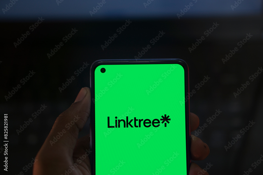 Dhaka, Bangladesh- 24 May 2024: Linktree logo is displayed on smartphone. Stock Photo | Adobe Stock