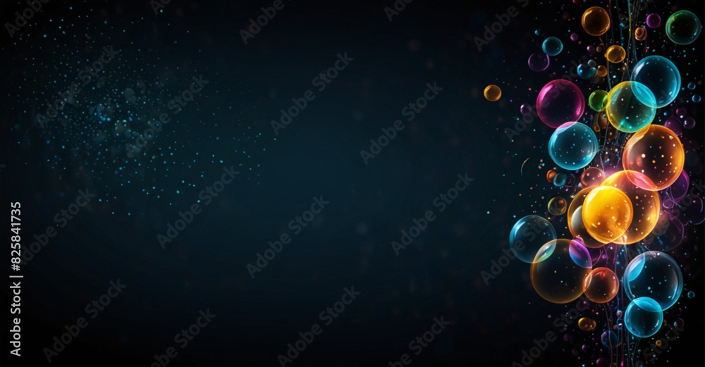 Glowing background with bubbles and stars BUBBLES ISOLATED ON BLACK ...