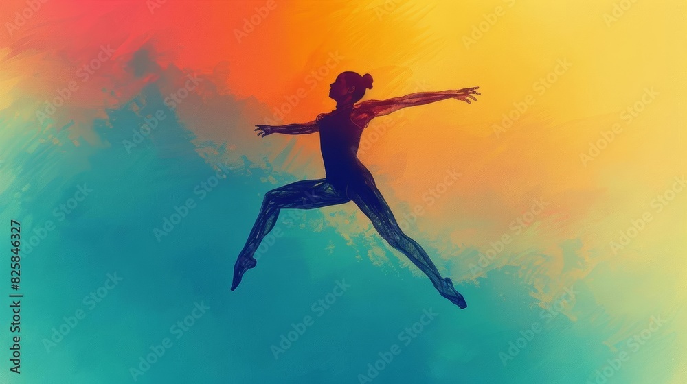 Olympic gymnastics performance, close up, focus on, copy space, vibrant ...