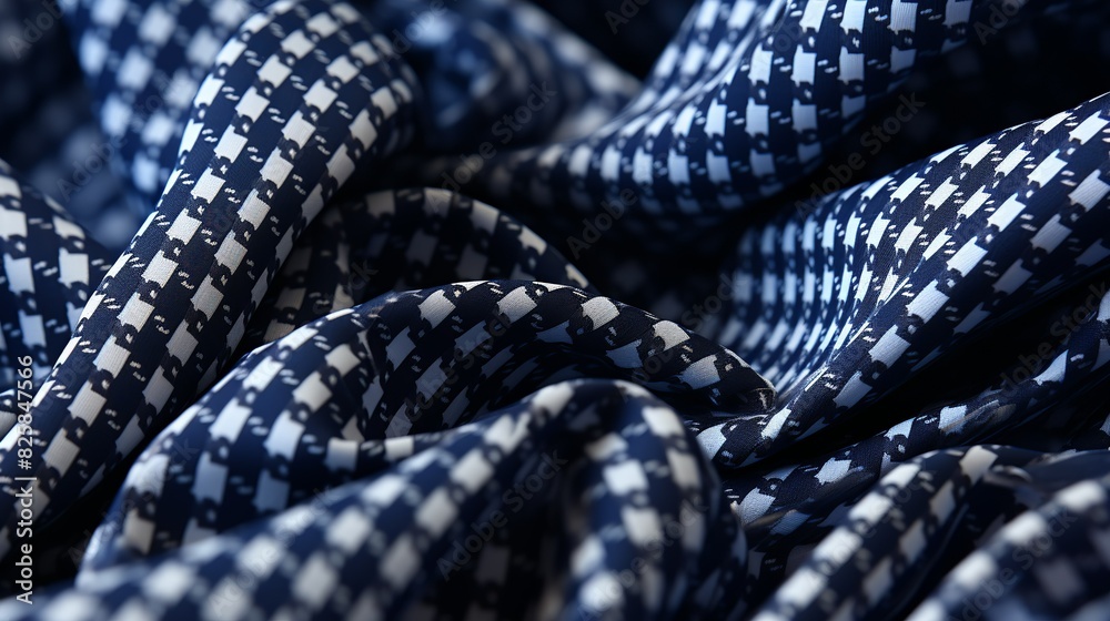 Houndstooth fabric pattern in bold navy and white, creating a striking and eye-catching ...