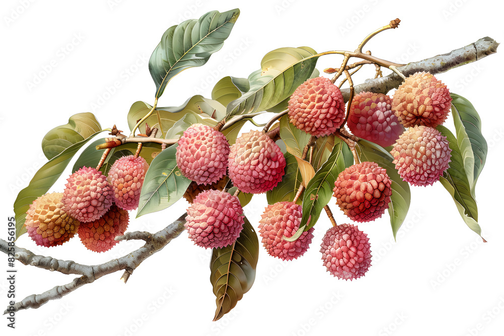 lychee old botanical illustration, transparent background, png Stock ...