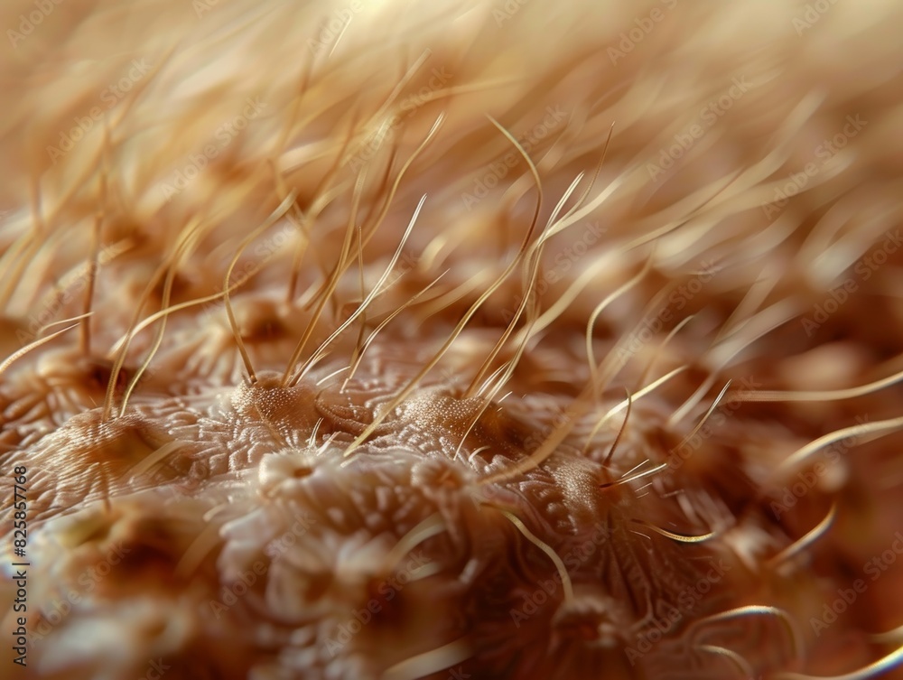 Goosebumps on human skin in a close-up shot, with each bump and hair ...