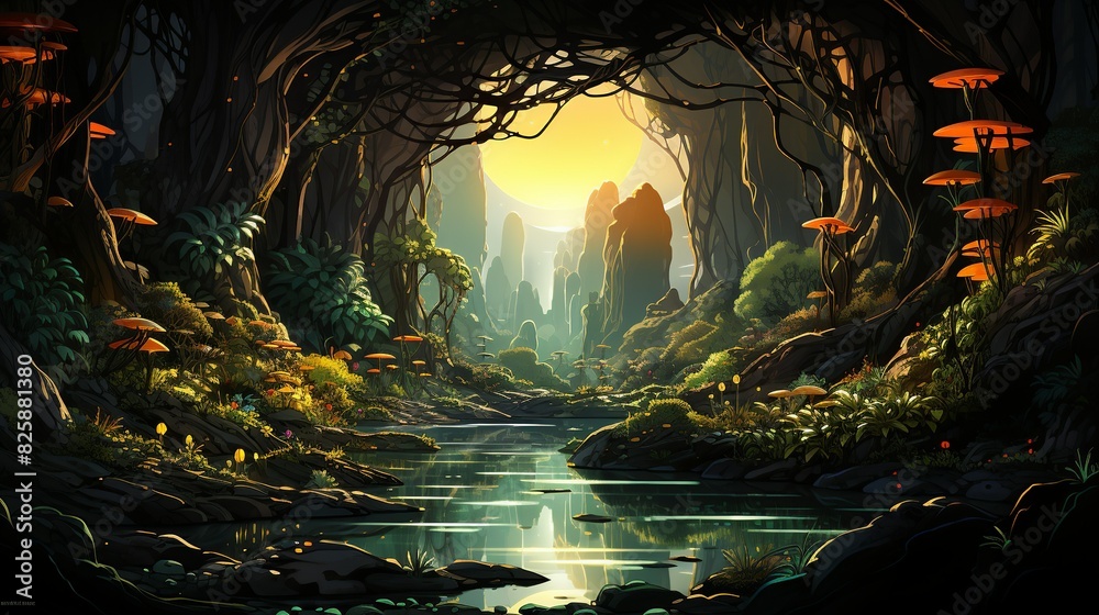 An abstract nature-inspired design with rounded polygons and flowing ...