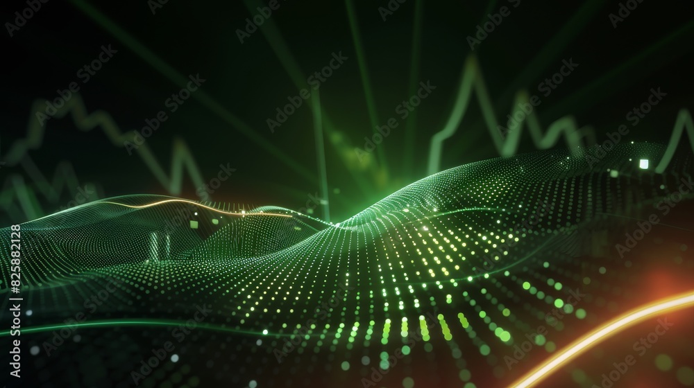 Price curve chart, three lines represent price action, green line ... Price curve chart, three lines represent price action, green line ...