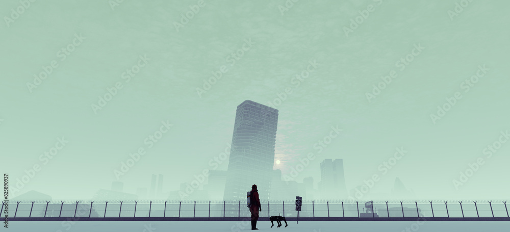 Apocalypse post-apocalyptic abandoned city snow tundra hazmat suit ...