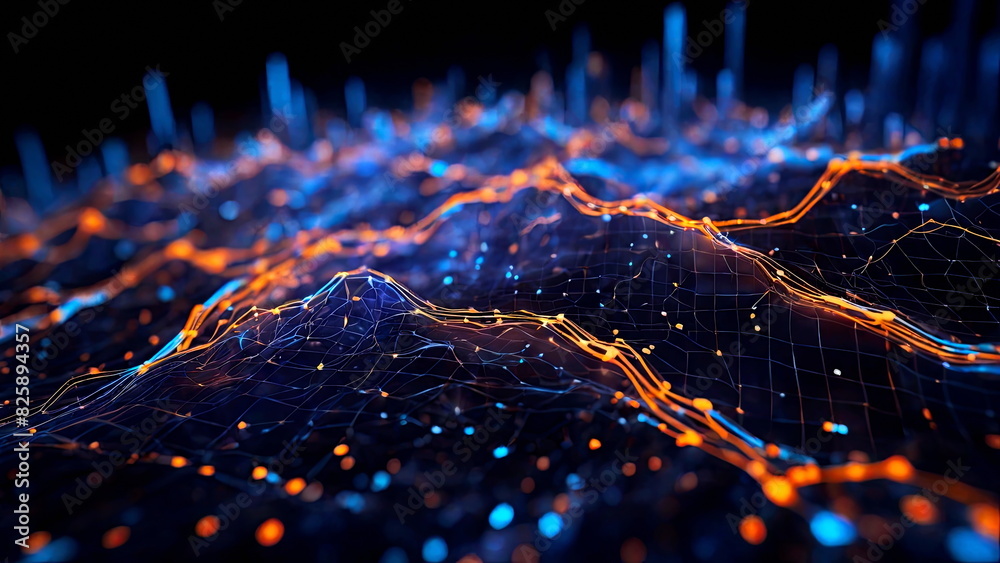 Demonstrating a complex data chart with grids and interconnected lines ...