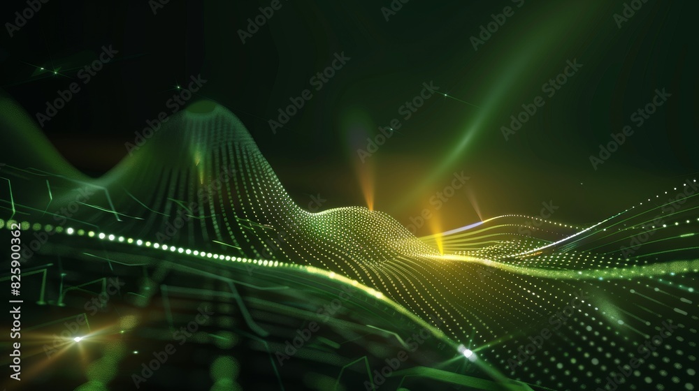 Price curve chart, three lines represent price action, green line ...
