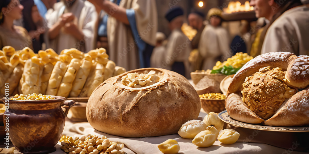 Jewish holiday Shavuot. Shavuot symbols : torah, first harvest, flowers ...