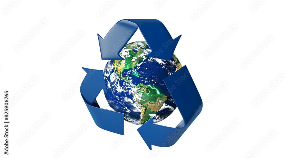 Earth inside the recycling symbol isolated on transparent background ...