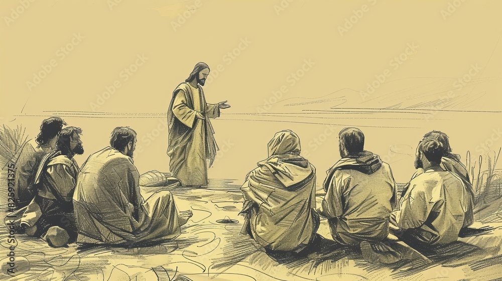 Biblical Illustration of Jesus Teaching the Lord’s Prayer, Ideal for ...