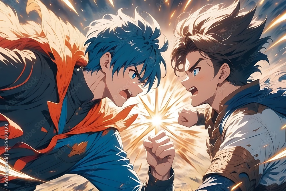 Anime Boy Fighting With Enemy , Anime Boy Vs Anime Boy Stock ...