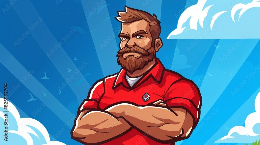 The red polo shirt is illustrated in modern form as a single cartoon ...