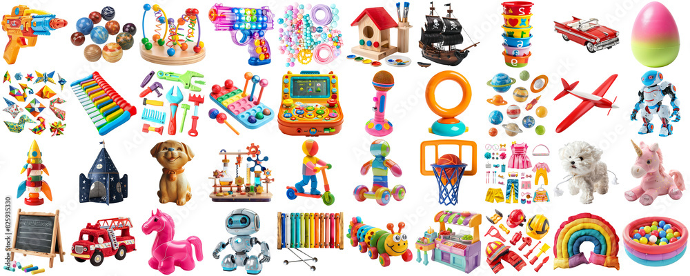 big collection of different toys for children kid, school playroom ...