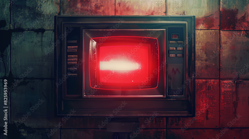 retro cctv or vhs video white noise background texture with red ...