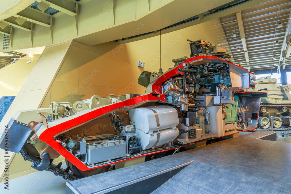 Royal Tank Museum, Amman, Jordan - May 4, 2024: SPLIT VIEW the detailed ...