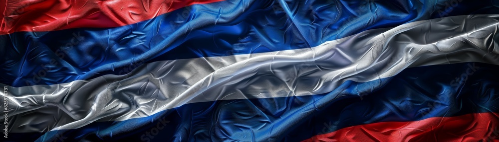 A close-up of a beautifully crumpled flag with vibrant colors and ...