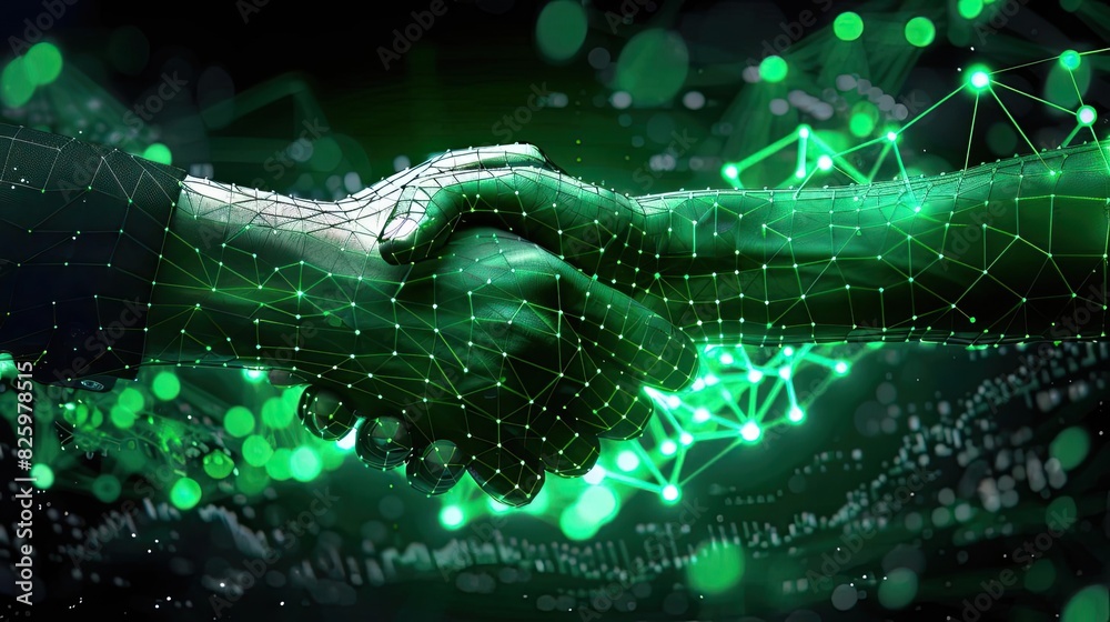 Digital handshake representing advanced technology and connectivity ...