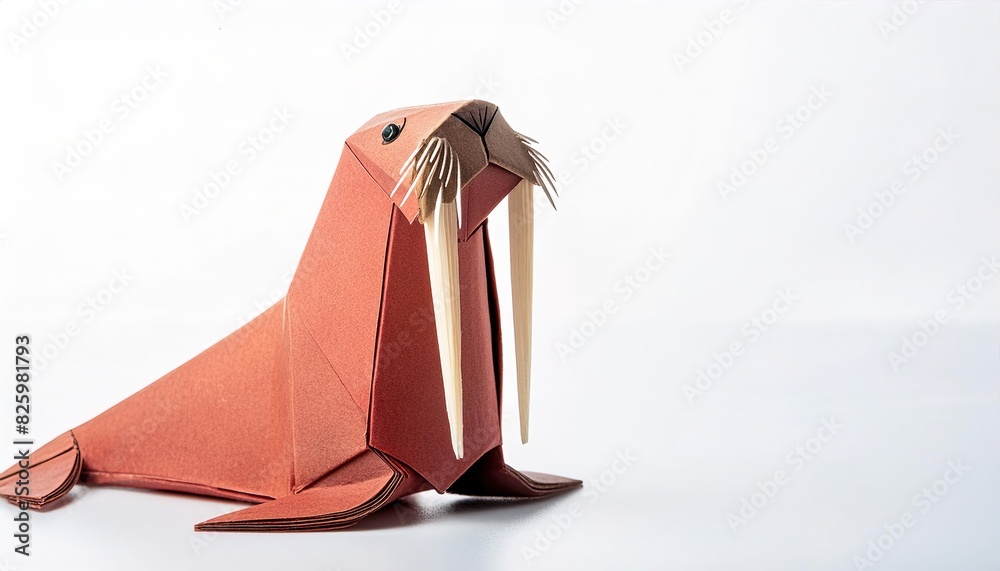aquatic animal concept paper origami isolated on white background of a ...