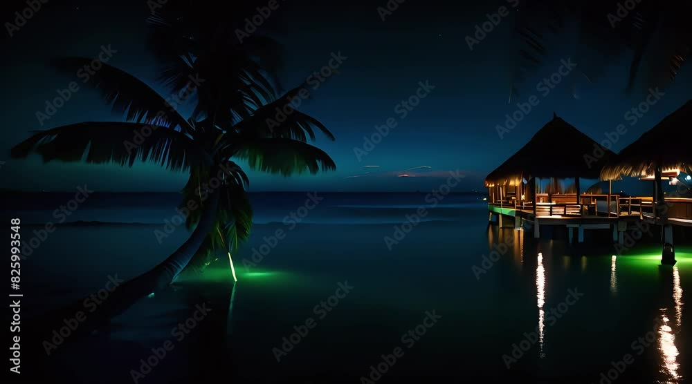 Beautiful night view of a tropical beach in the Maldives ...