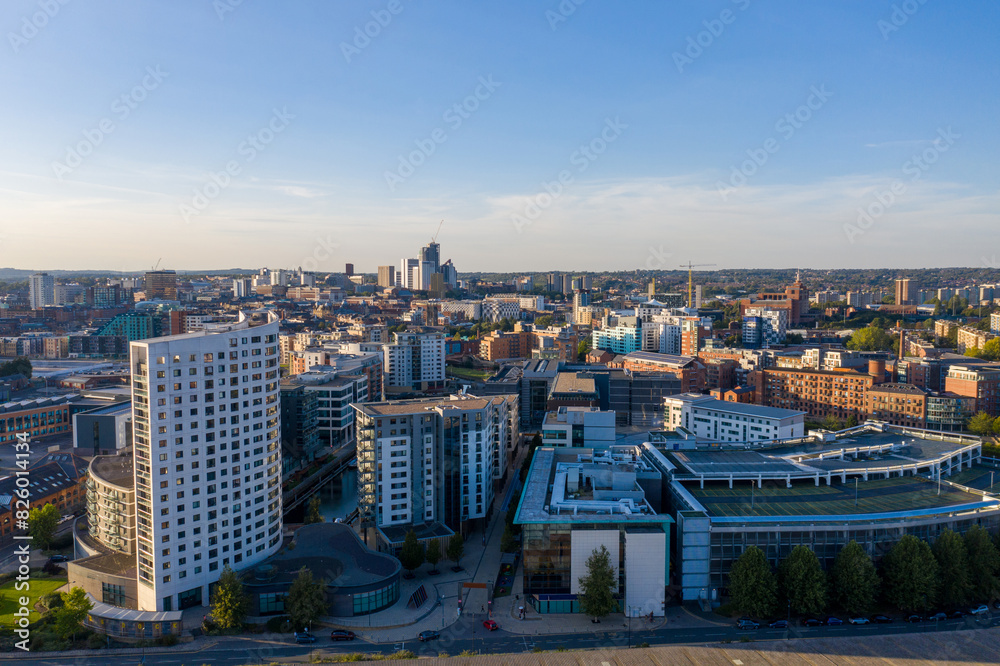 Aerial photo of the Leeds city centre showing the city centre from ...