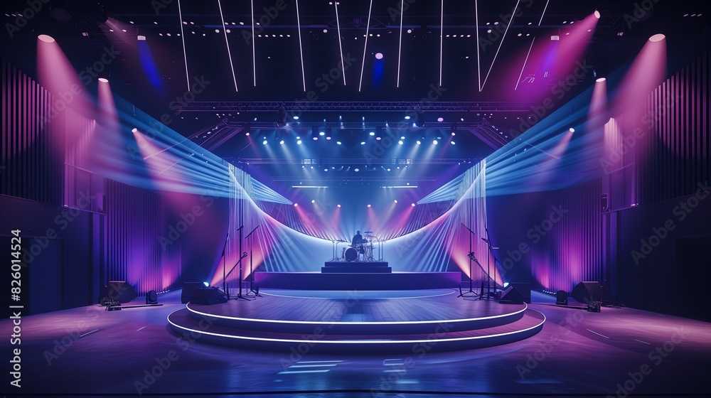 Innovative stage setup for a live concert broadcast, incorporating ...