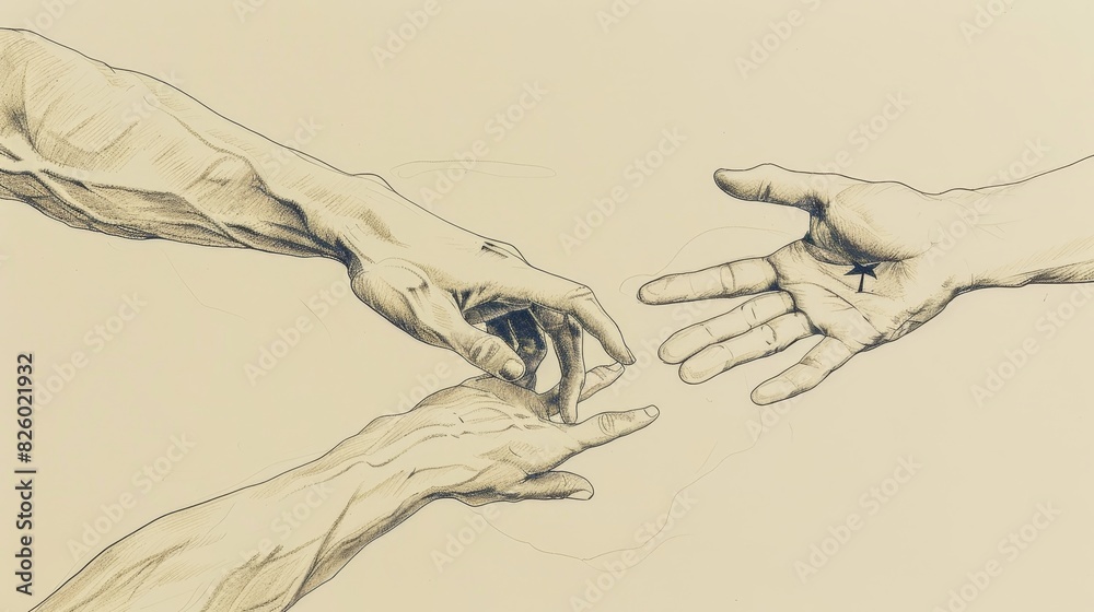 Biblical Illustration of Jesus's Helping Hands, Emphasizing His ...