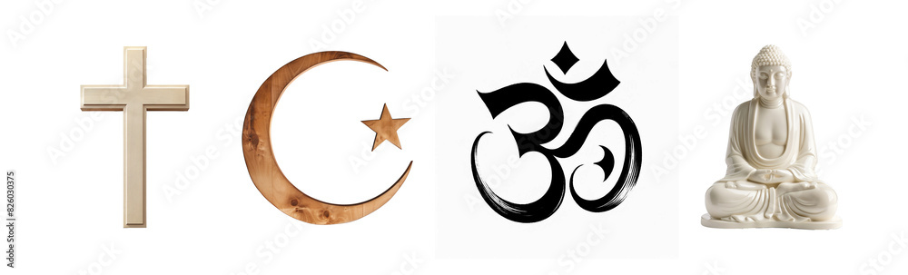 Collection of religious symbols isolated on transparent background ...