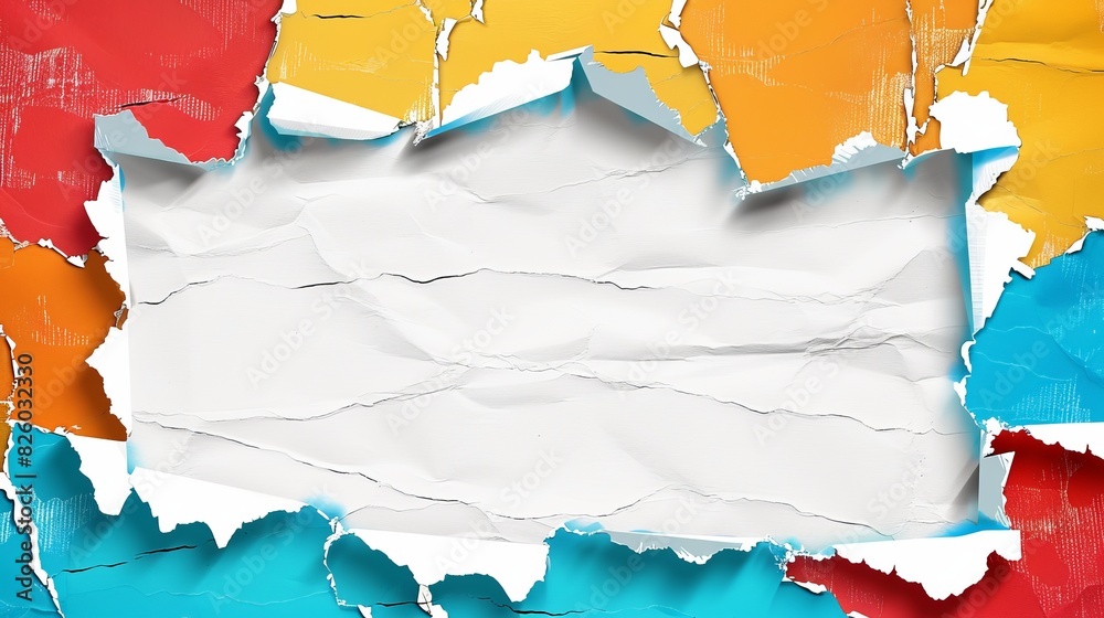 A ripped paper border frame png on a colorful handmade transparent ...