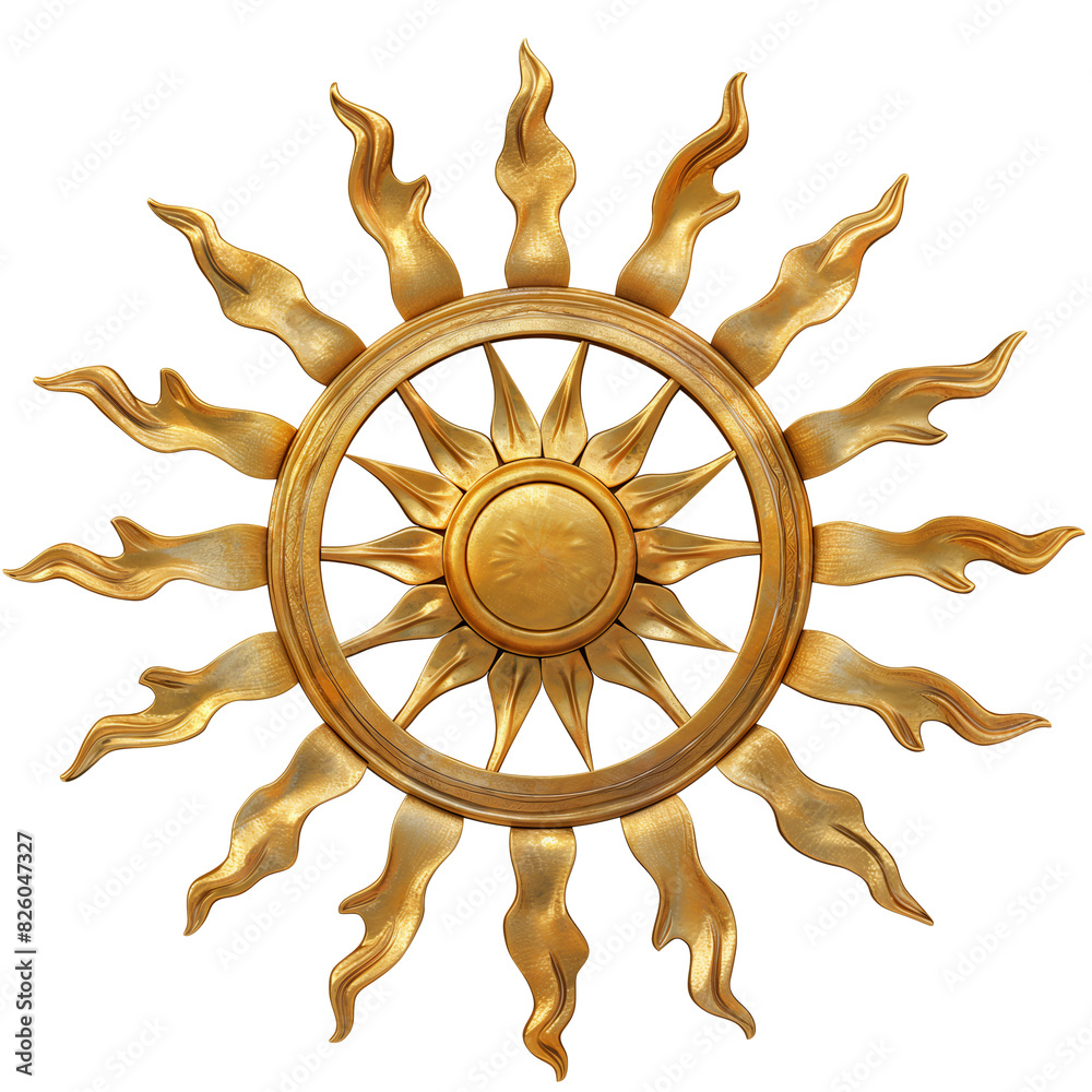 Golden Slavic Sun Wheel Kolovrat isolated on transparent background ...