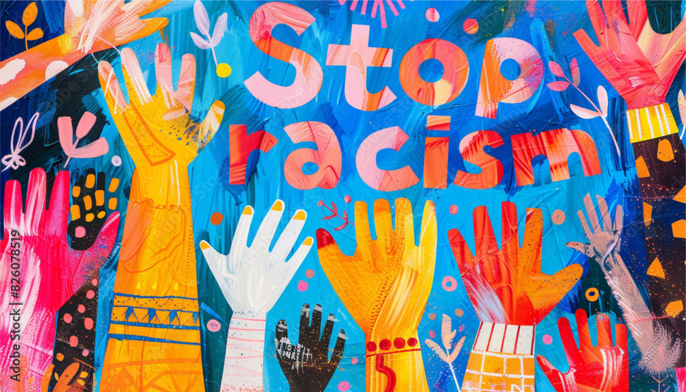no room for racism. be part of change. stop racism. poster background ...