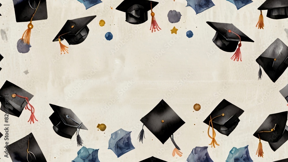 watercolor cap graduation on white background, could be used in ...