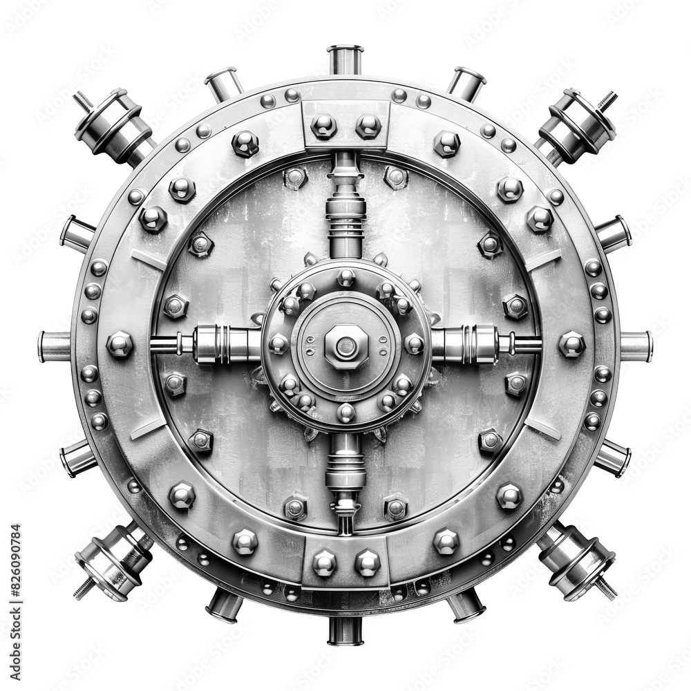 High-security metal vault door with bolts and locking mechanism ...