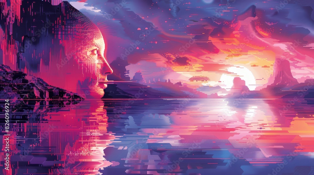Digital Art Pixel Art: An illustration featuring pixel art created ...