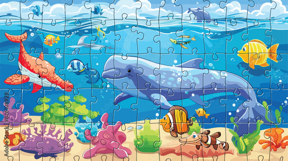Ocean animals crosswords game for kids Cartoon Vector Stock Vector ...