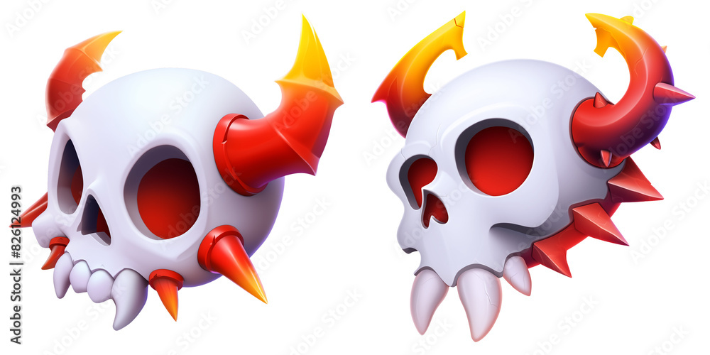 Game skull icon set. Cartoon skull icon. Skull icon isolated. Mobile ...