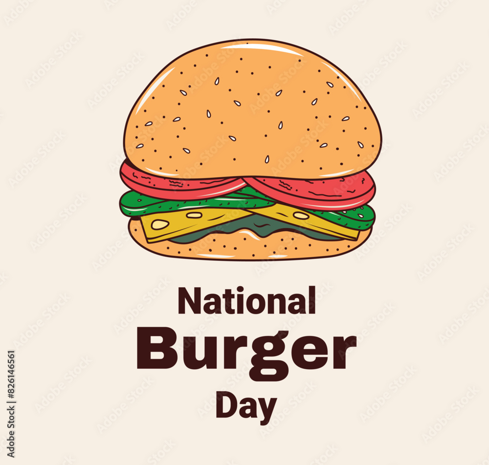 National Burger Day. Junk food day. Fast food day. Vector illustration ...