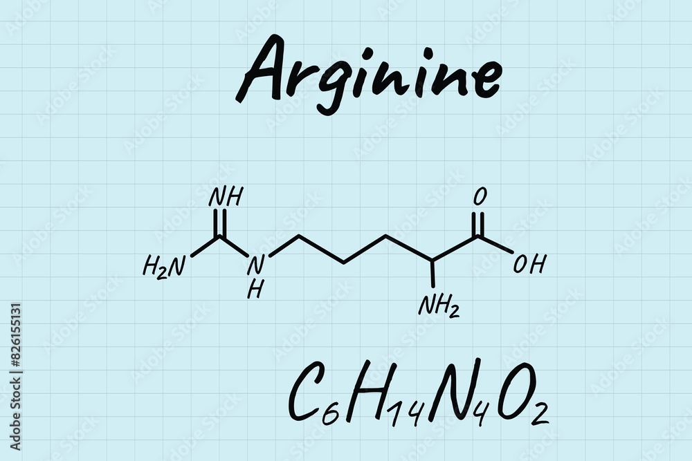 chemical formula of Arginine stock illustration, Arginine molecule ...