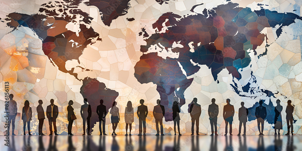 This artwork represents the global map of clean water access ...