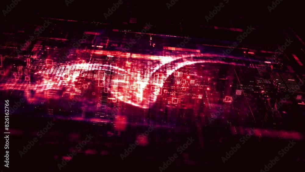 Futuristic screen display matrix, hi-tech digital data telemetry with ...