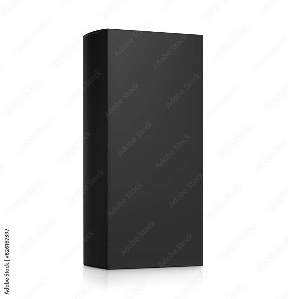 Realistic black cardboard box mockup. Vector illustration isolated on ...