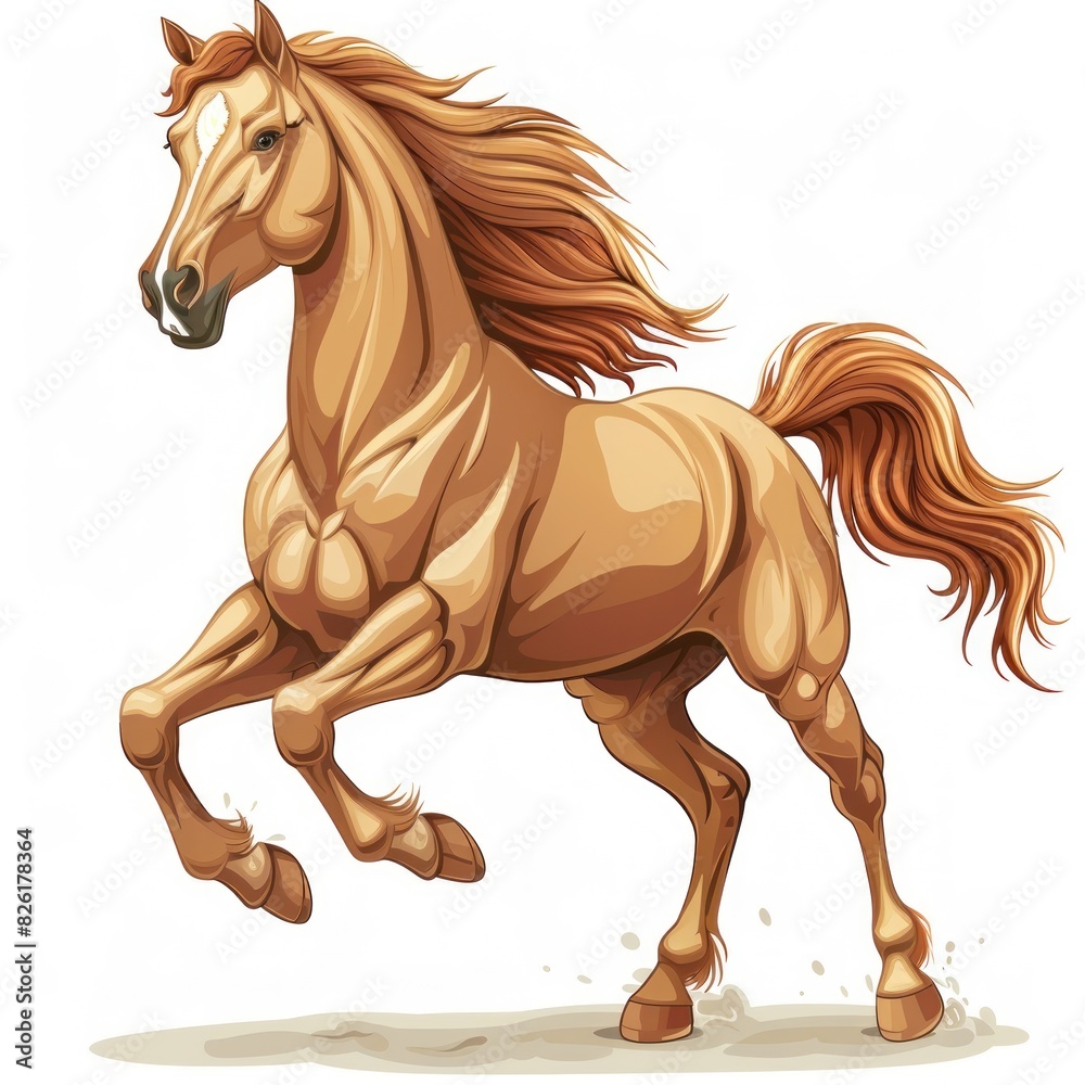 Dynamic 2D illustration of a horse rearing up. Energetic and spirited ...