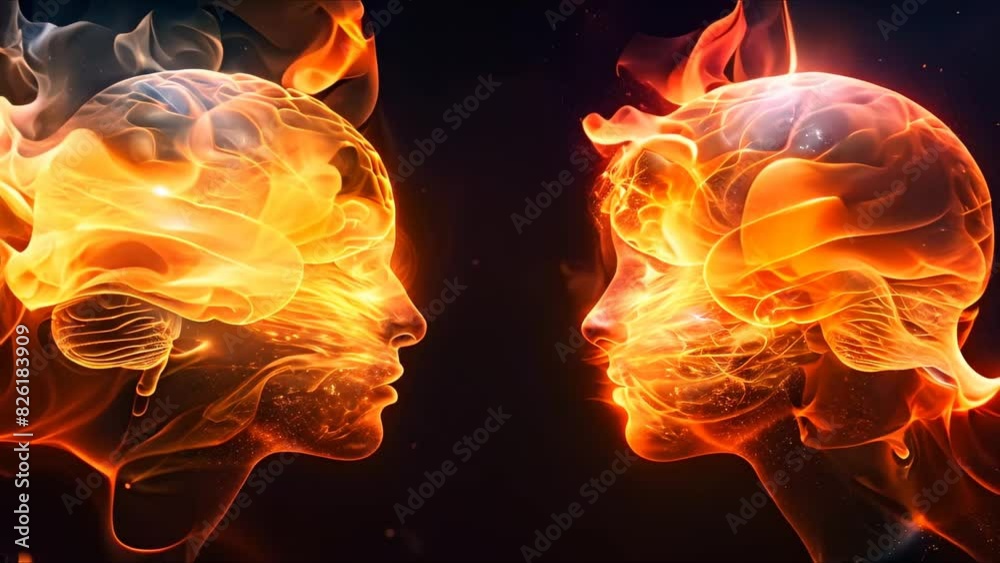 Two profiles representing orderly and chaotic brain wiring symbolizing ...