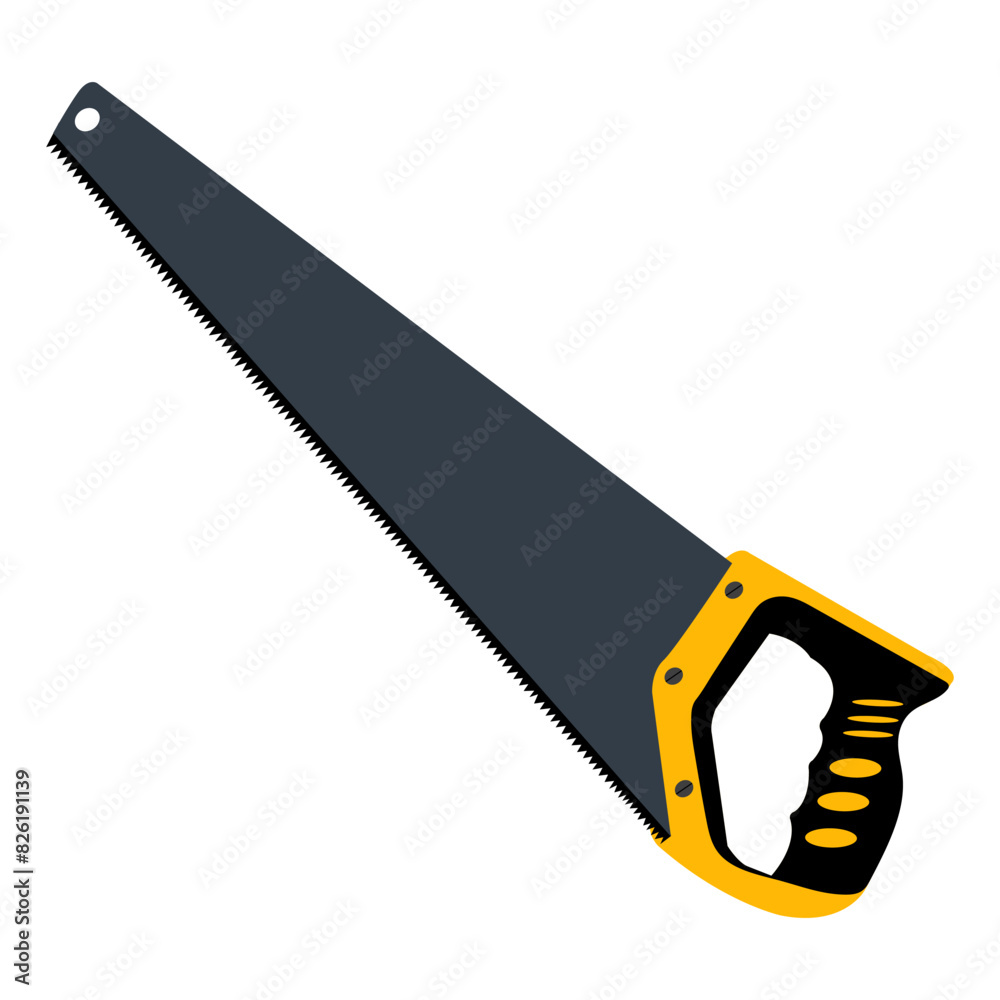 Handsaw vector illustration isolated on white background with yellow ...