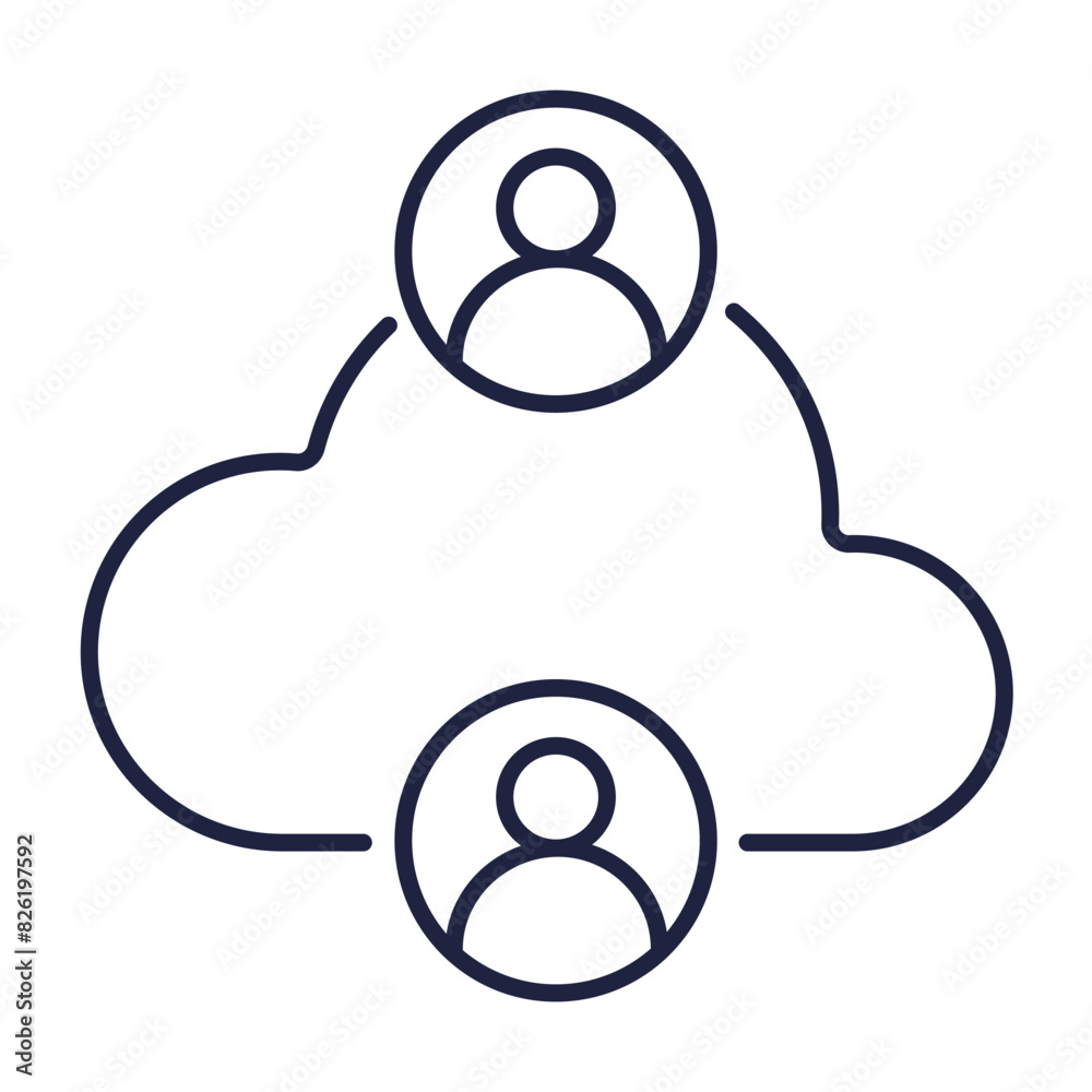 Cloud user icon. Data share, network connection, cloud service, global ...