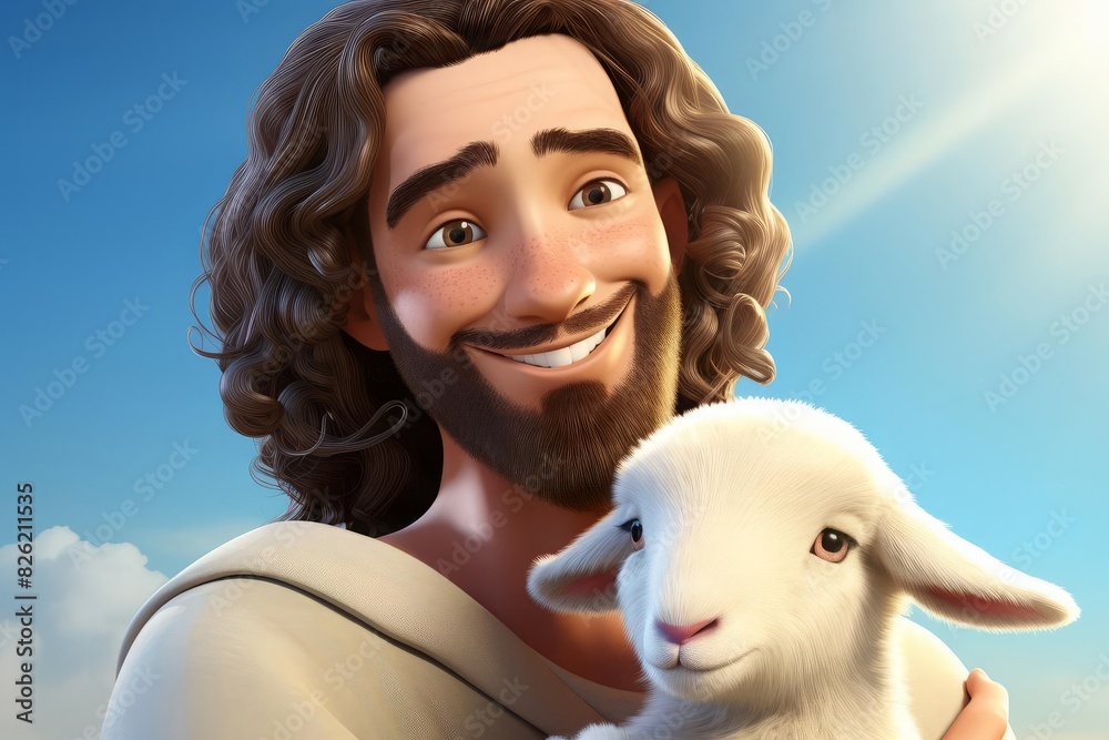 Friendly Jesus character illustrated by a lovable cartoon portrayal of ...