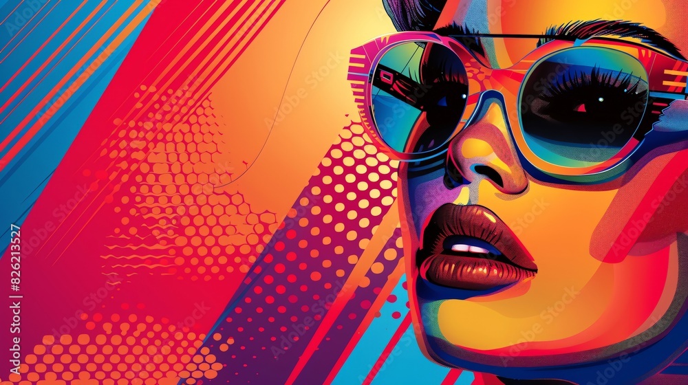 pop art-inspired portrait of a glamorous celebrity in a brushed ...
